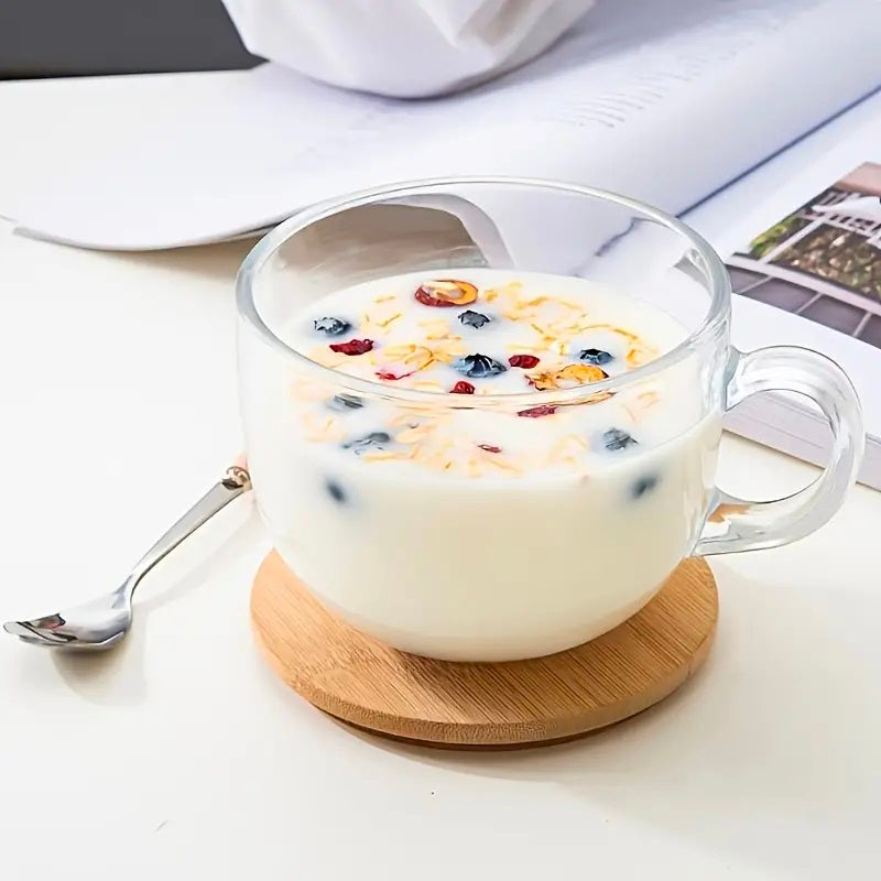 Glass Cup with spoon & bamboo lid – Butter Baker