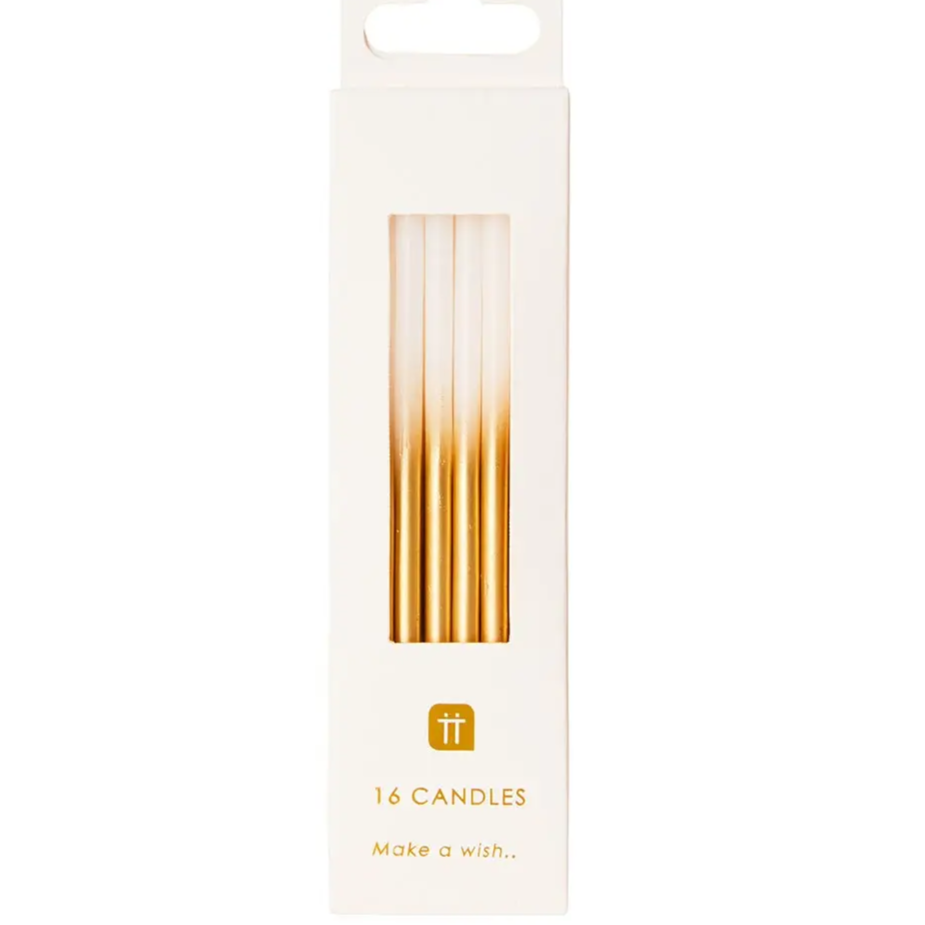 White & Gold Birthday Candles - 16 Packp – Butter Baker